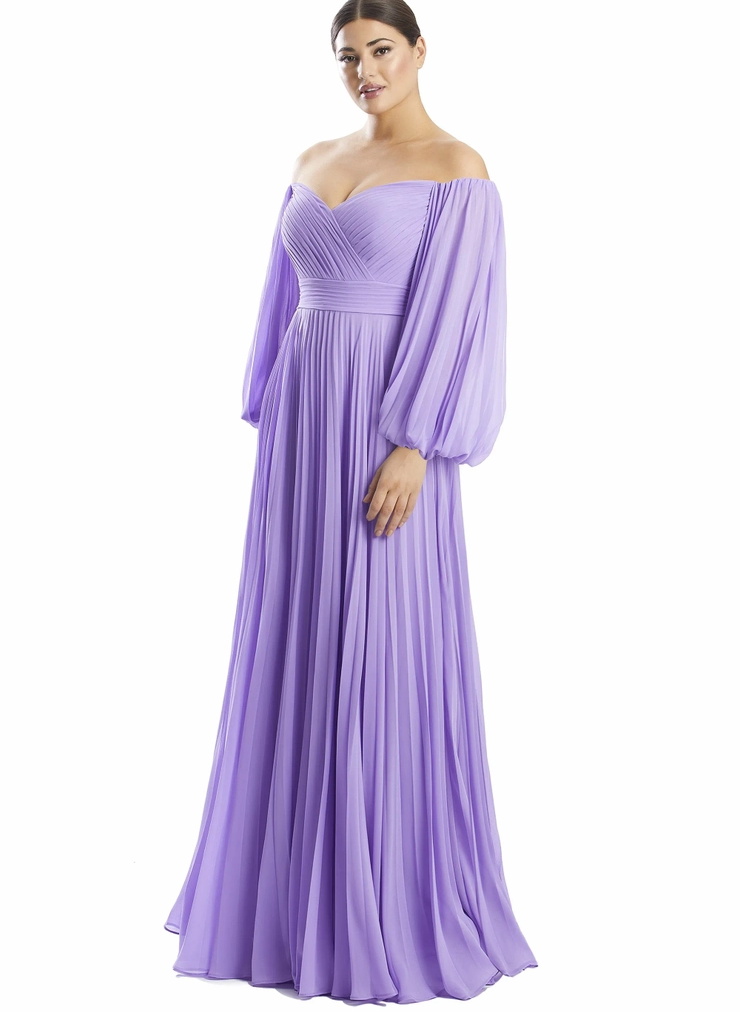 A-Line Long Sleeves Scoop Neck Chiffon Lace Ankle-Length Mother of the Bride Dresses - Missacc