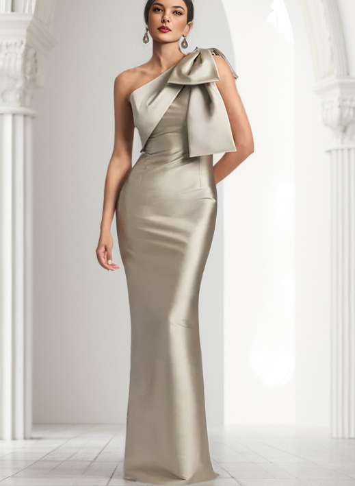 Off-The-Shoulder Sheath/Column Slit Red Prom Dresses With Satin - Missacc