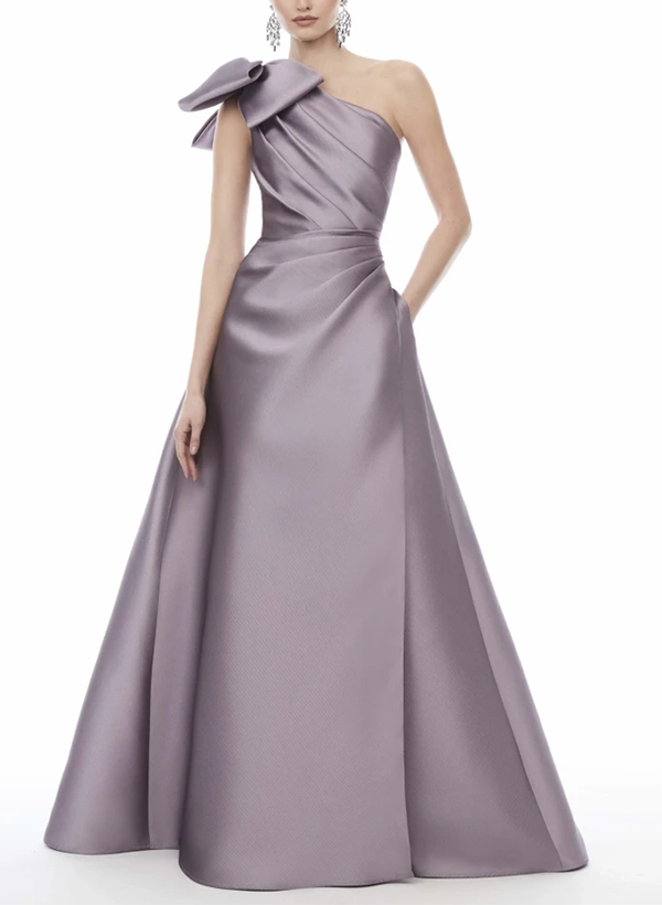 A-Line One-Shoulder Satin Mother Of The Bride Dresses With Bow(s ...