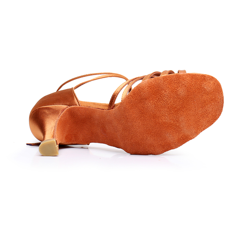 High Heel Peep Toe Satin PU Latin Shoes - Missacc