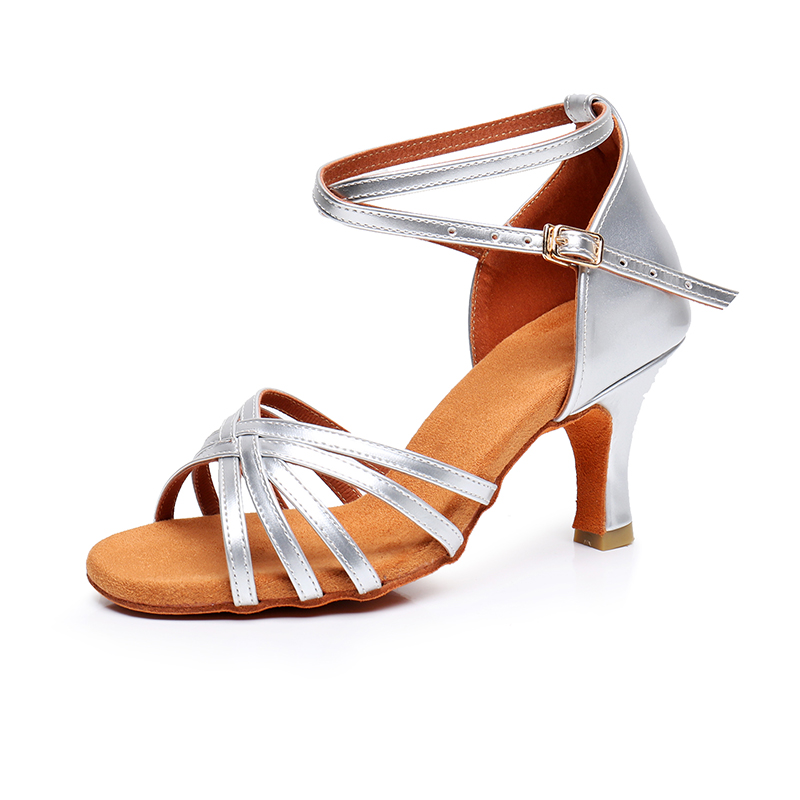 High Heel Peep Toe Satin PU Latin Shoes - Missacc