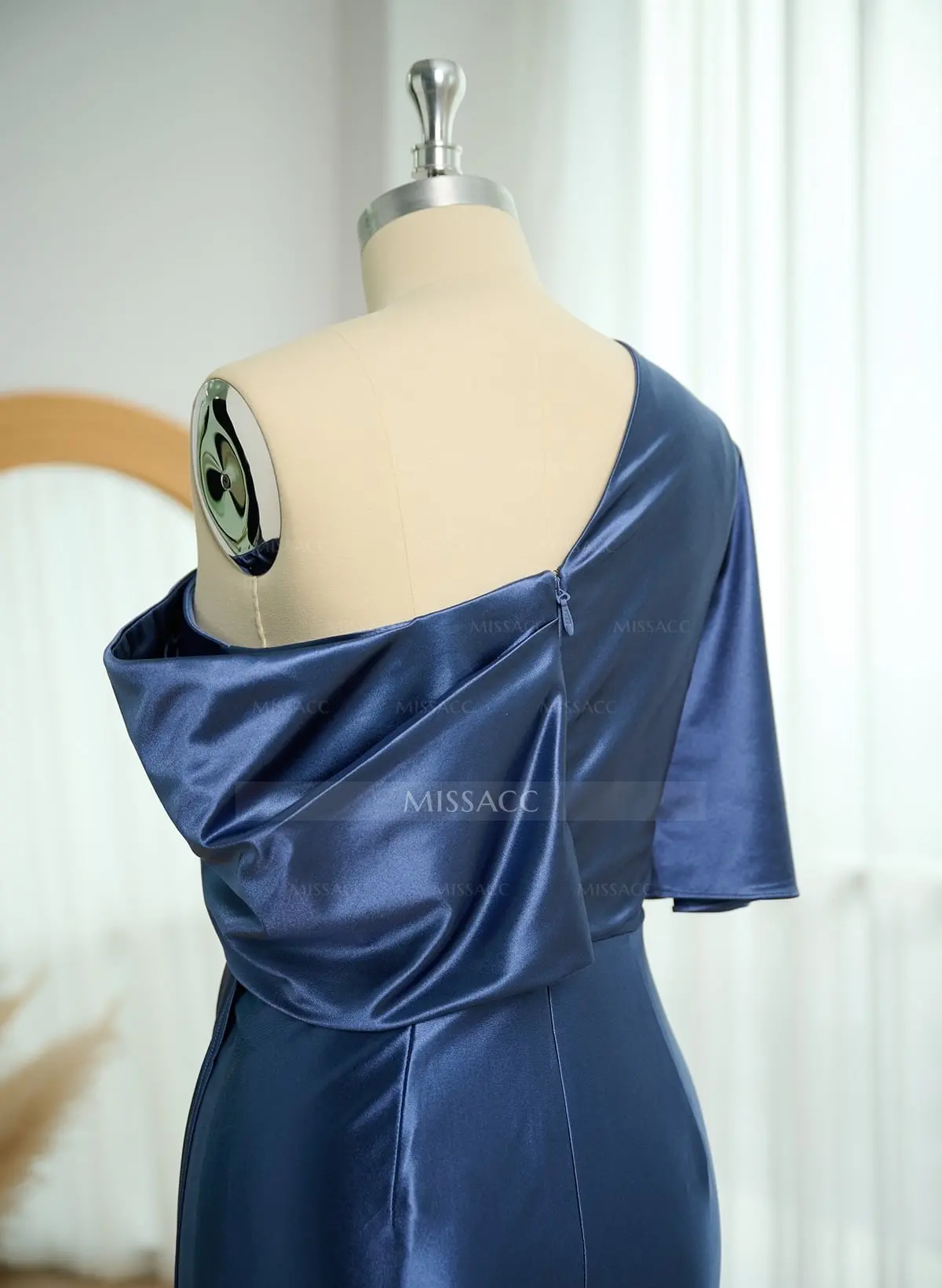 Sheath/Column One-Shoulder Stretch Satin Knit Evening Dresses With ...