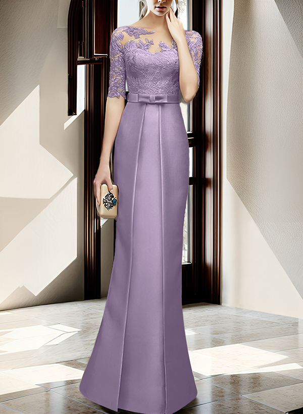 Sheath/Column Off-The-Shoulder Satin Mother Of The Bride Dresses - Missacc