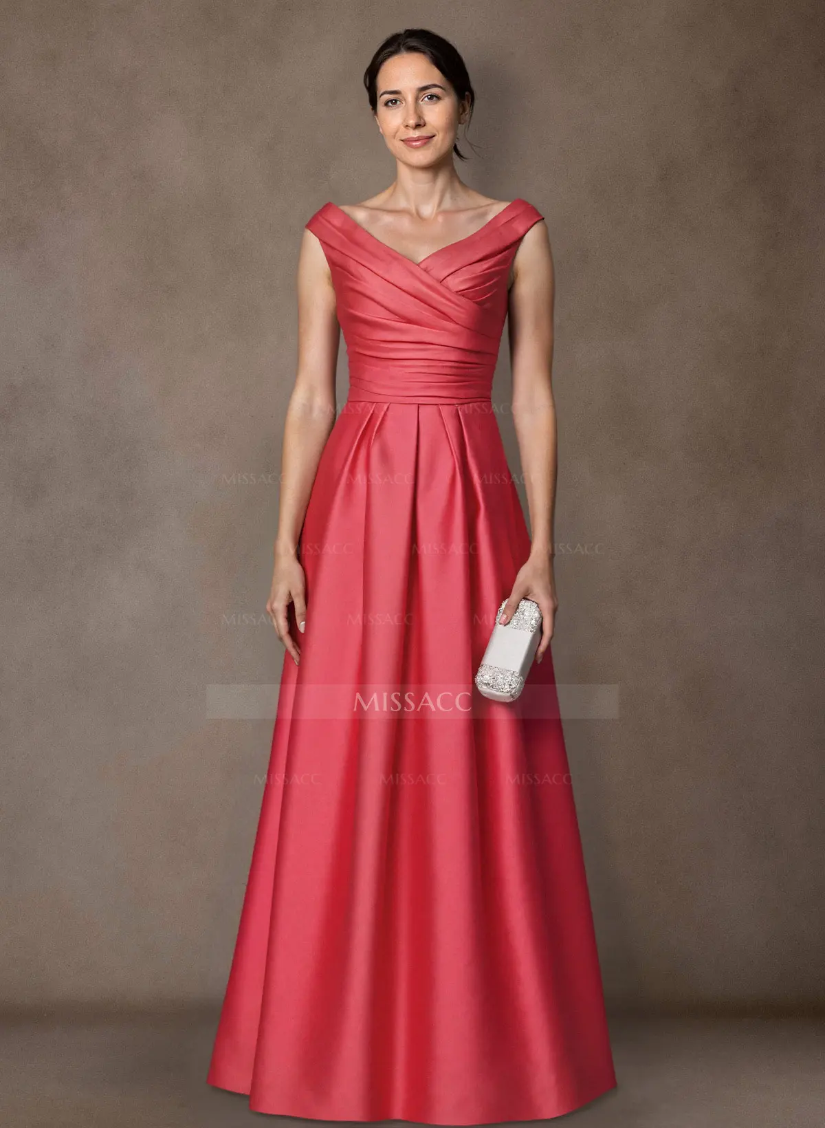A-Line Satin Pockets Mother Of The Bride Dresses With Cap Shoulder ...