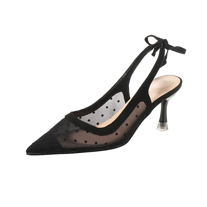 Mesh Kitten Heel Back Empty Wedding Shoes For Women - Missacc