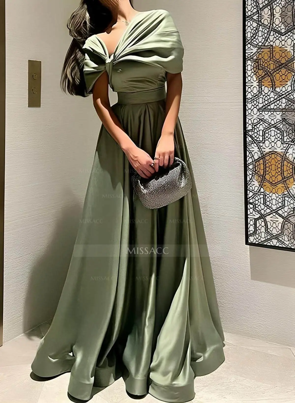 A-Line Sleeveless Sweep Train Simple Evening Dresses - Missacc Mexico