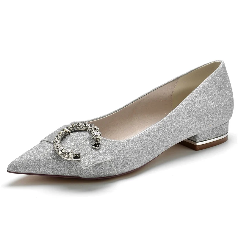 Elegant Point Toe Glitter Wedding Shoes - Missacc