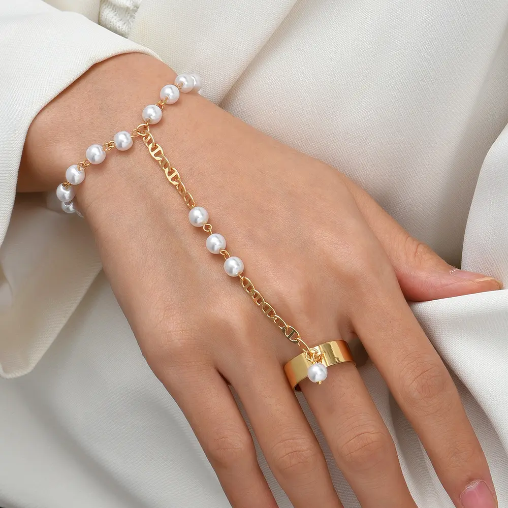 Bohemian Pearl Chain Ring Finger Chain - Missacc