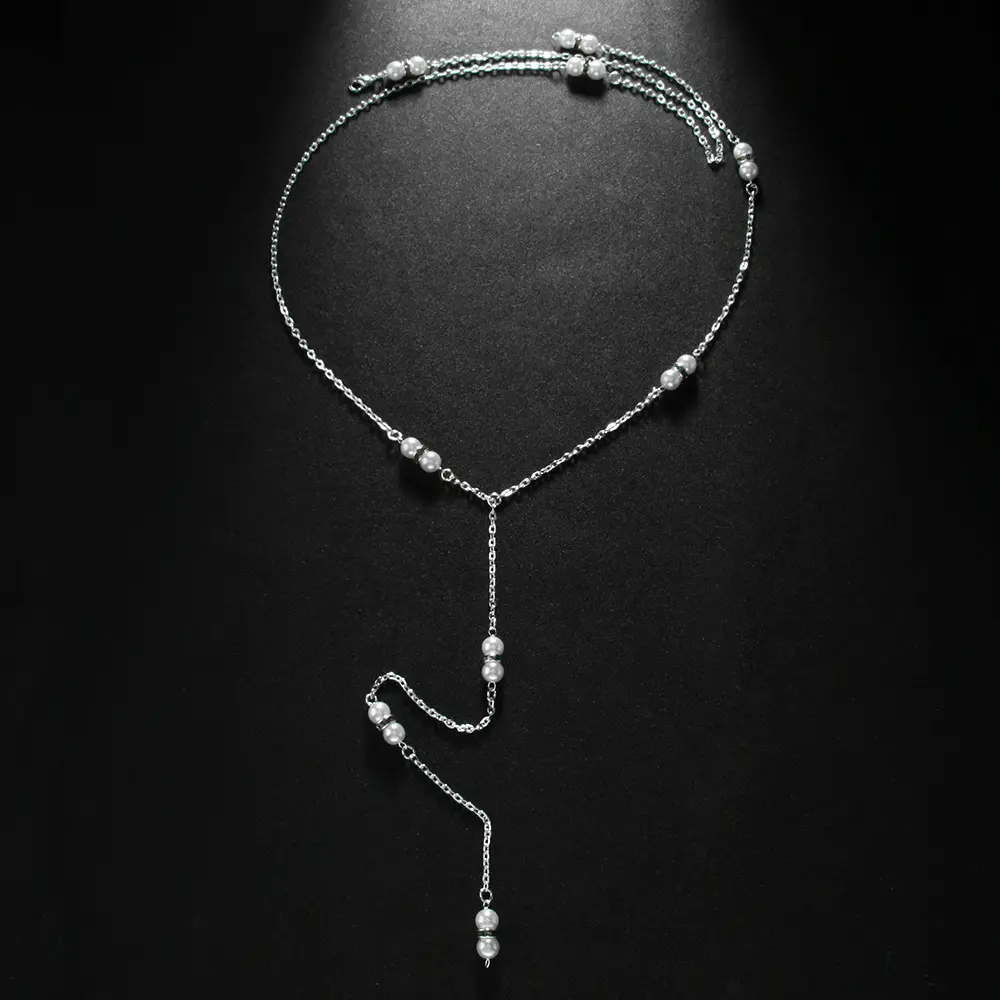 Pearl Long Back Chain Bridal Necklace - Missacc UK