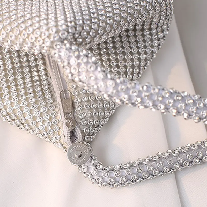 Sparkling Glitter Zipper Closure Clutches & Bags With Crystal ...