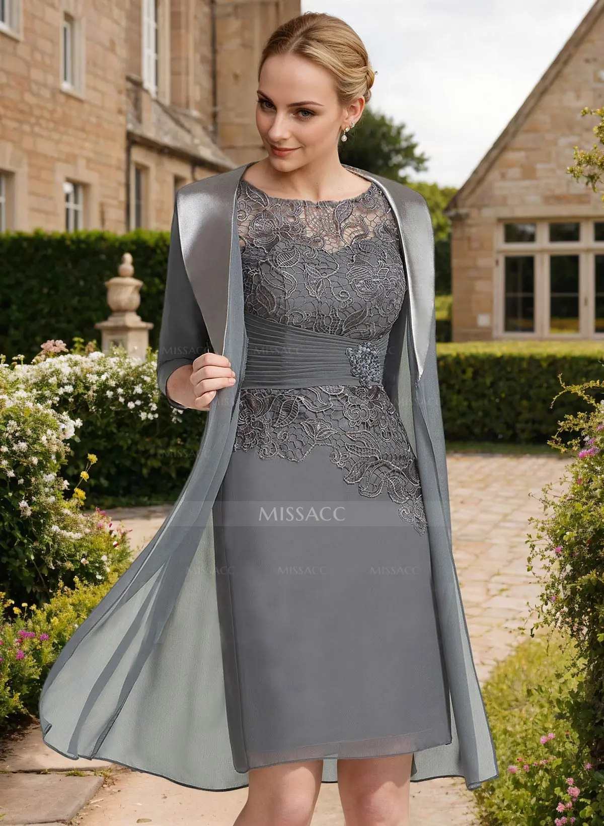 Elegant Open Front 1/2 Sleeves Chiffon Jacket - Missacc