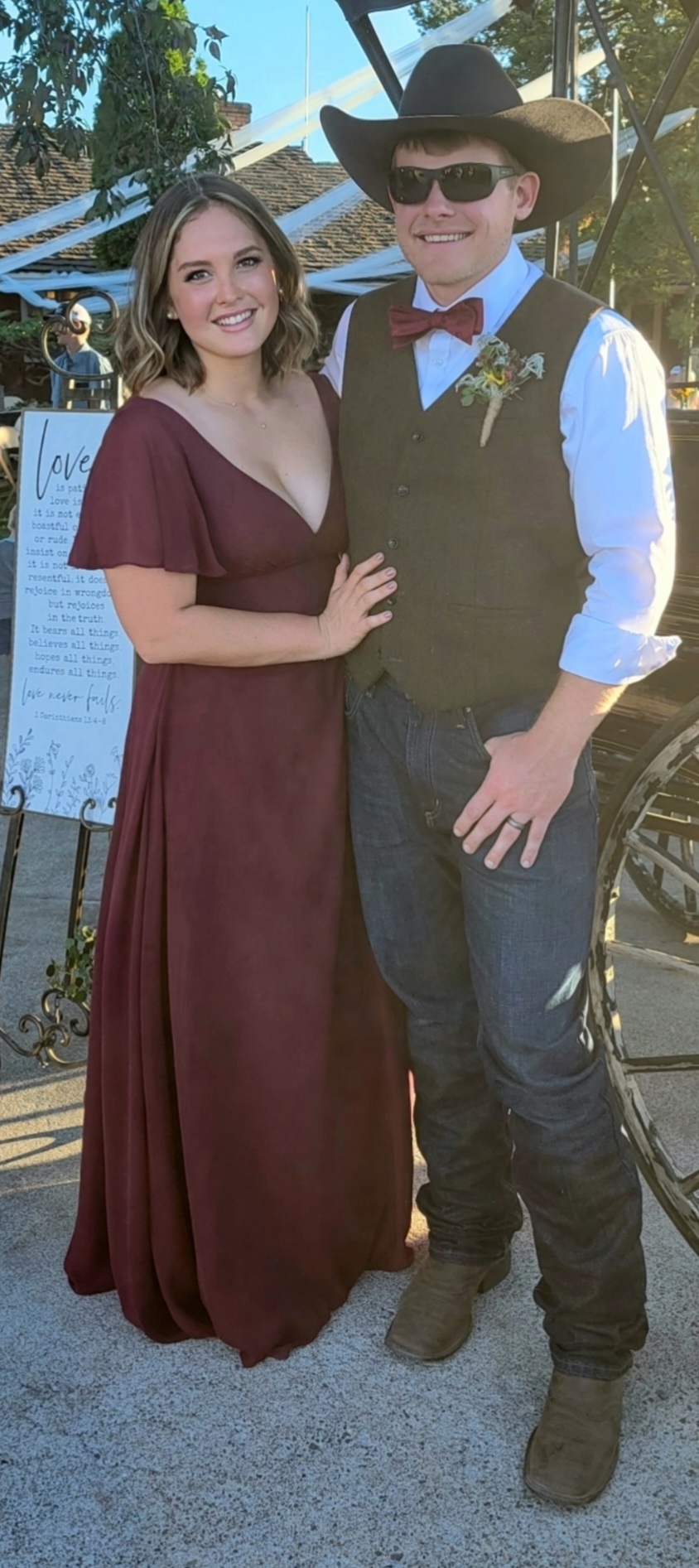 A-Line Split Front Bridesmaid Dress With Back Hole - Missacc